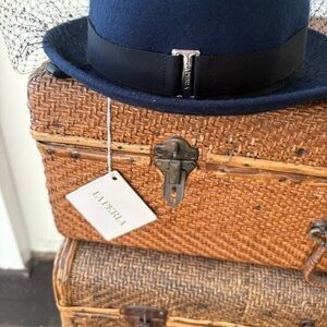 La Perla | Accessories | La Perla Navy Blue Fedora With Black Band ...